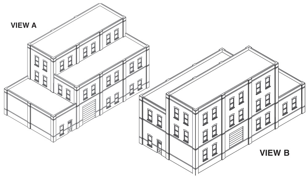 Rectangular Window Industrial Building - HO Scale Kit - SceneARama