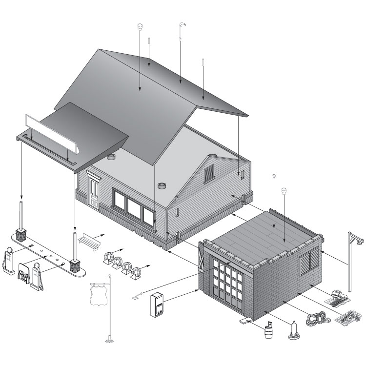 Sonny's Super Service - HO Scale Kit - SceneARama